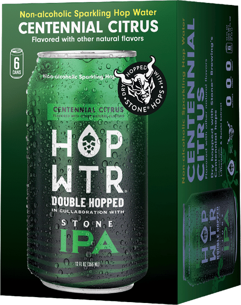 HOP WTR x Stone Non-Alcoholic Centennial Citrus Double Hopped IPA ...