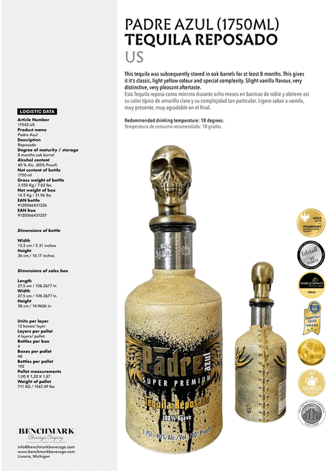 Padre Azul Super Premium Reposado Tequila | Total Wine & More
