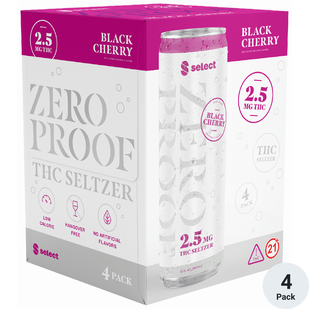 Curaleaf Select Zero Proof THC 2.5mg Seltzer Black Cherry | Total Wine ...