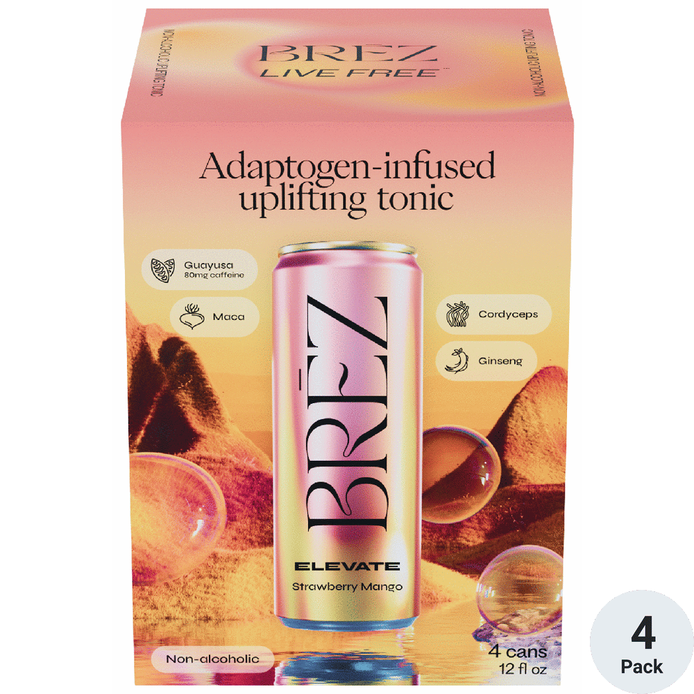 BREZ Non-Alcoholic Elevate Strawberry Mango Uplifting Tonic | Total ...