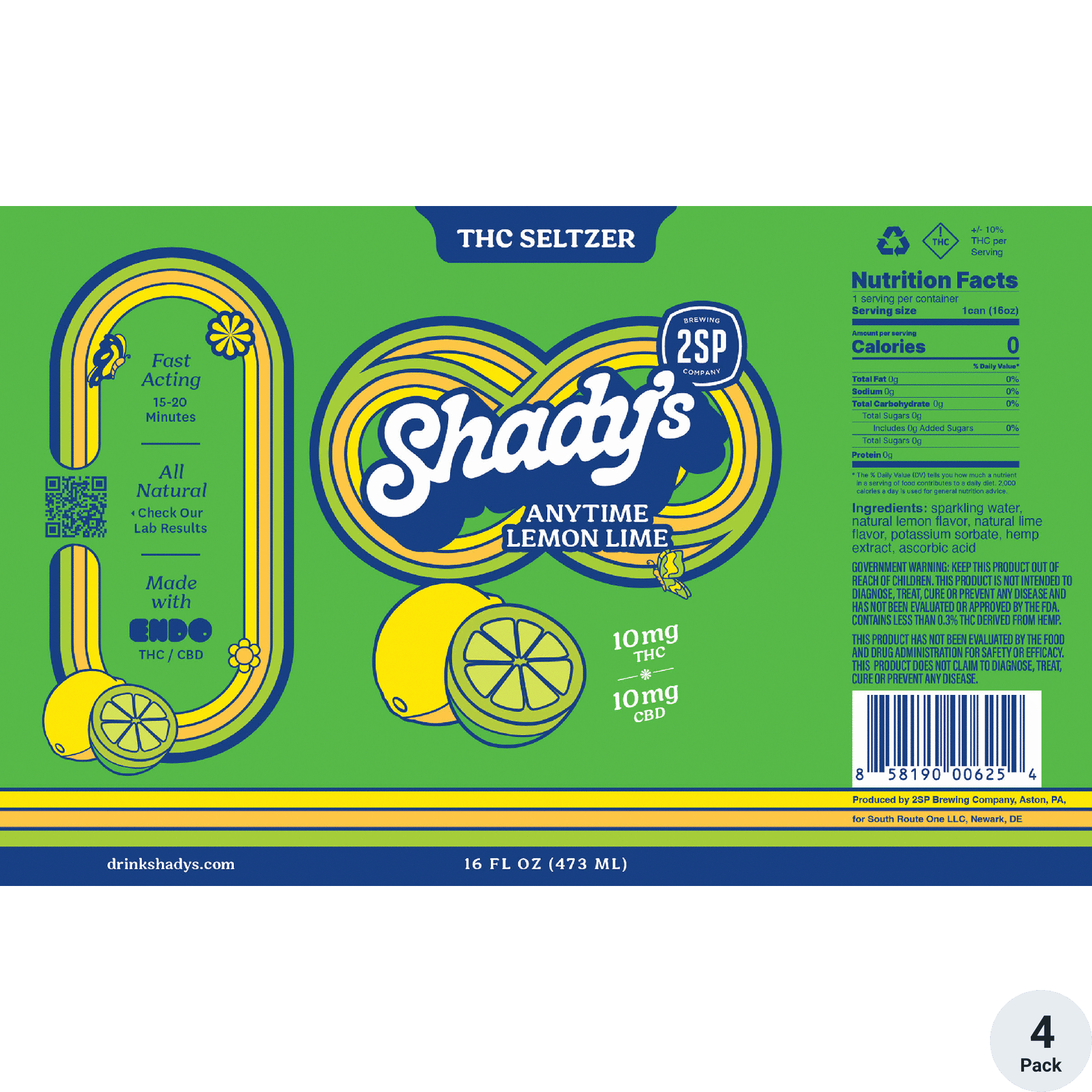 2SP Shady's THC 10mg Anytime Lemon Lime | Total Wine & More