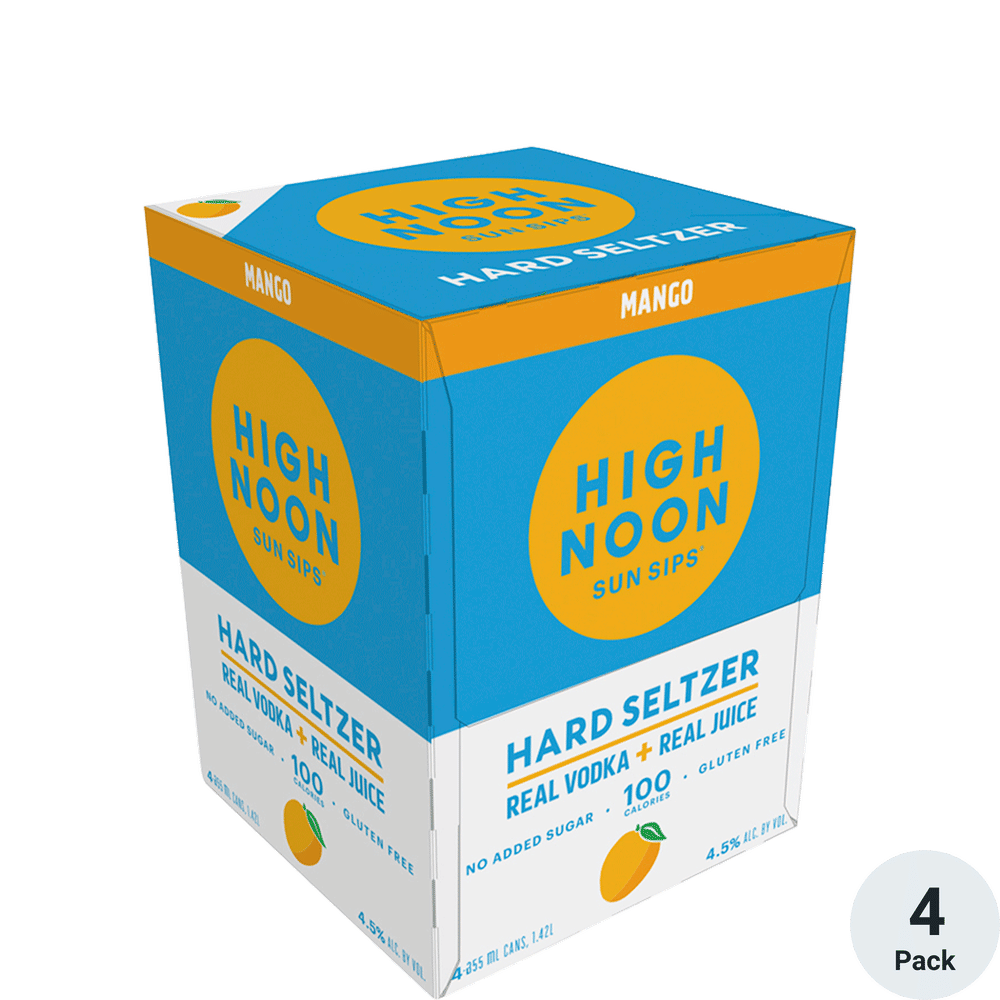 High Noon Hard Seltzer Vodka Mango | Total Wine & More - 4pk-12oz Cans