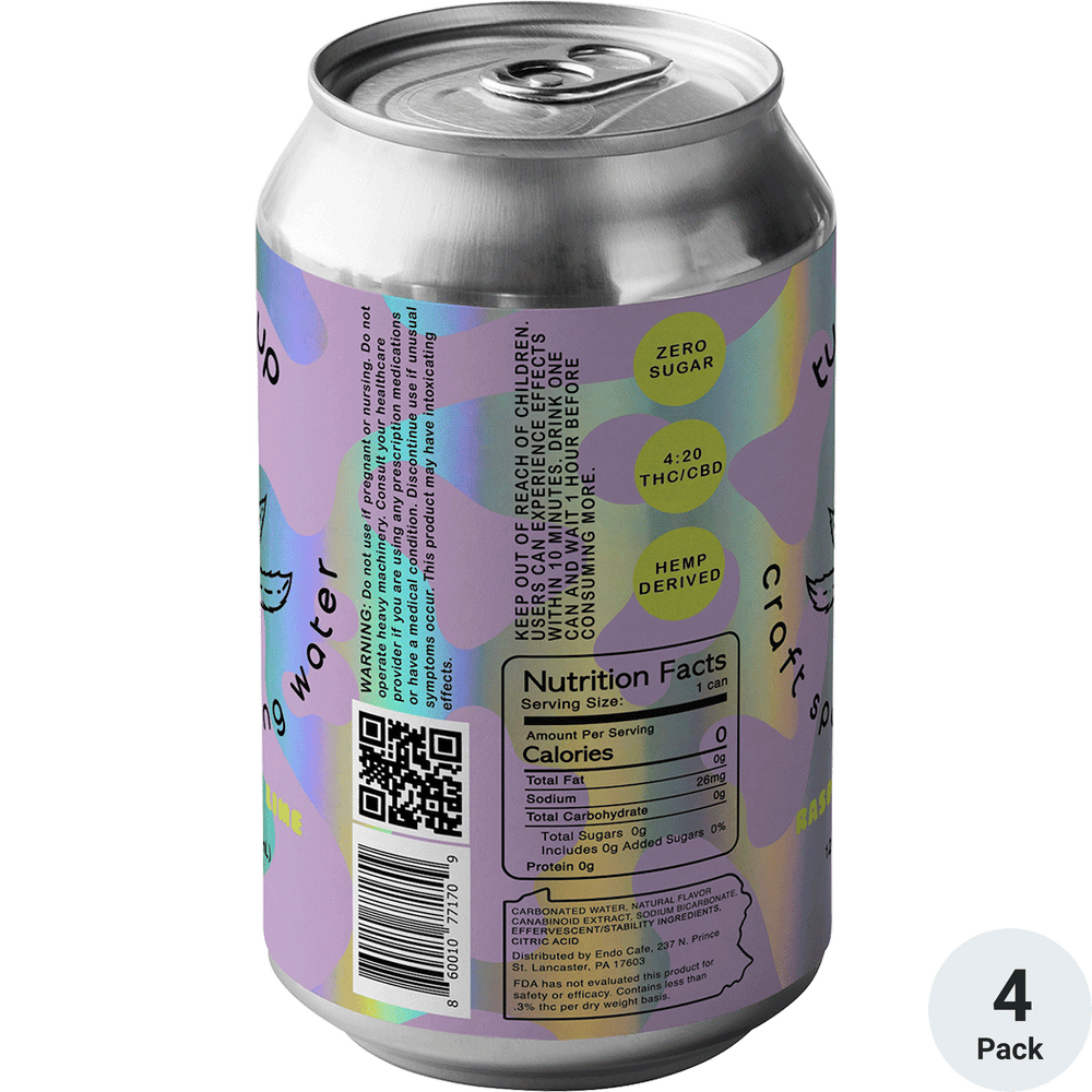 Endo Tune UP THC 4mg Raspberry Lime Sparkling Water | Total Wine & More - 4pk-12oz Cans