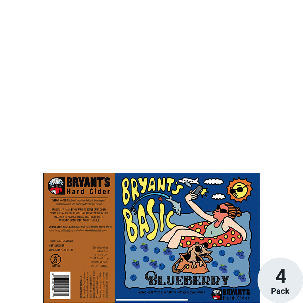 Bryant's Basic Blueberry Semi Sweet Cider | Total Wine & More