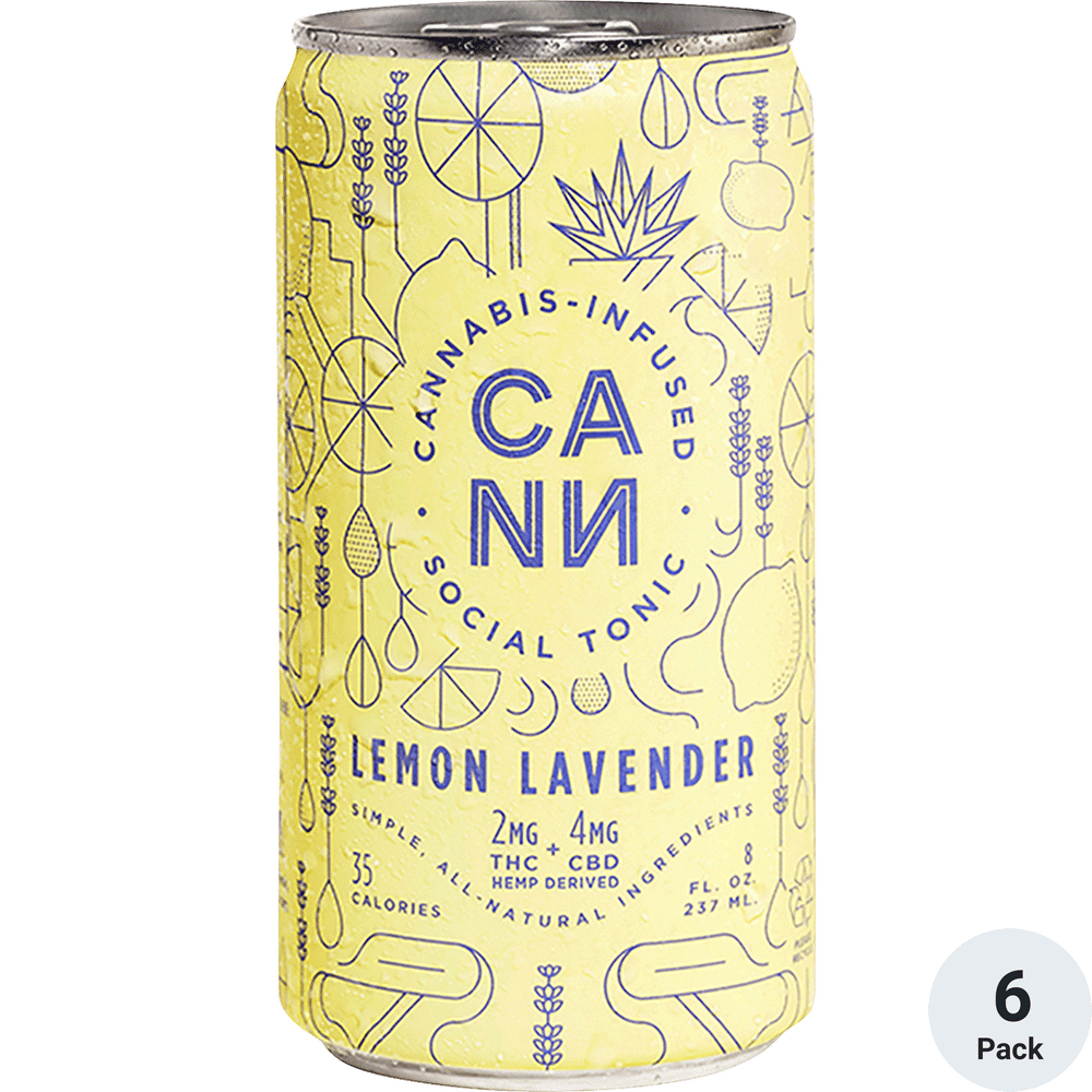 CANN THC 2mg Lemon Lavender | Total Wine & More - 6pk-8oz Cans