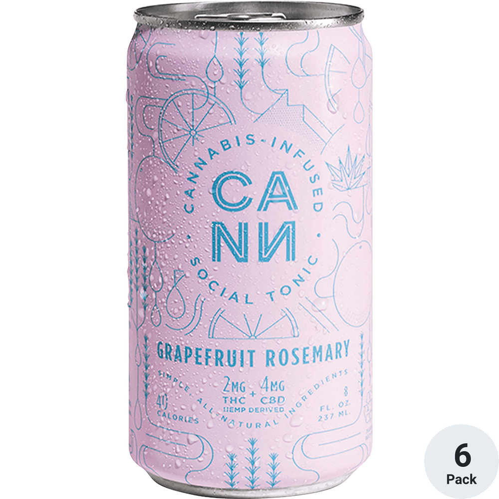 CANN THC 2mg Grapefruit Rosemary Total Wine More 6pk 8oz Cans
