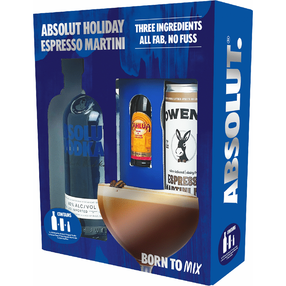 Absolut with Owens Espresso Martini Mix 8oz and Kahlua 50ml | Total Wine & More