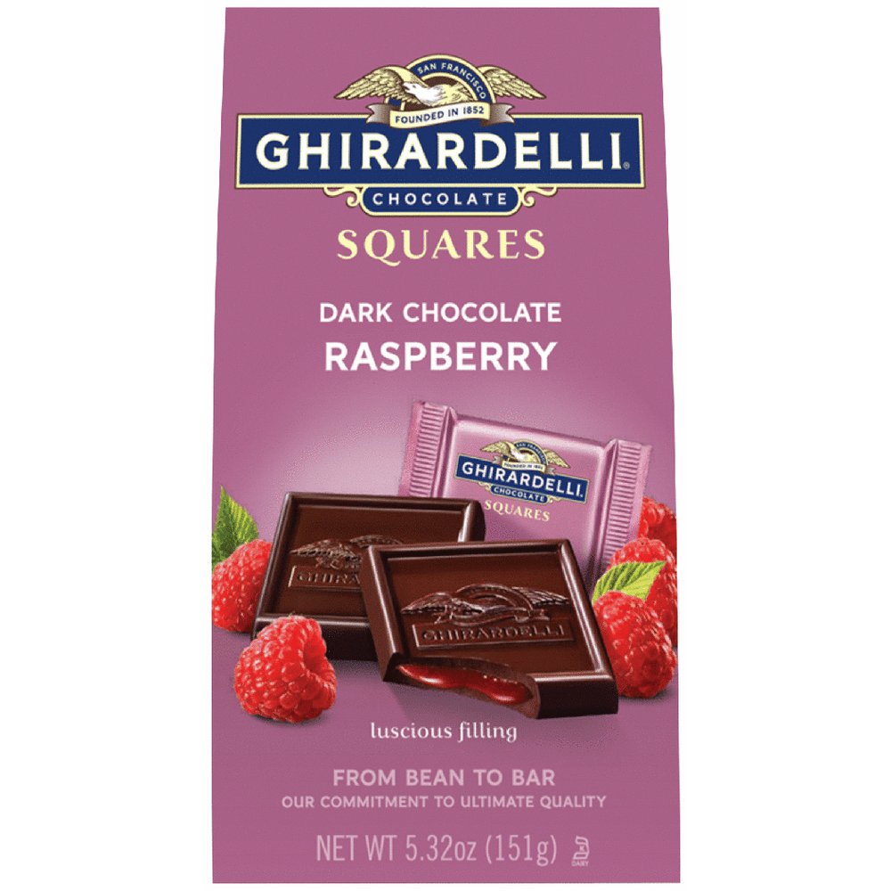 Ghirardelli Dark Chocolate Raspberry Squares Bag | Total Wine & More