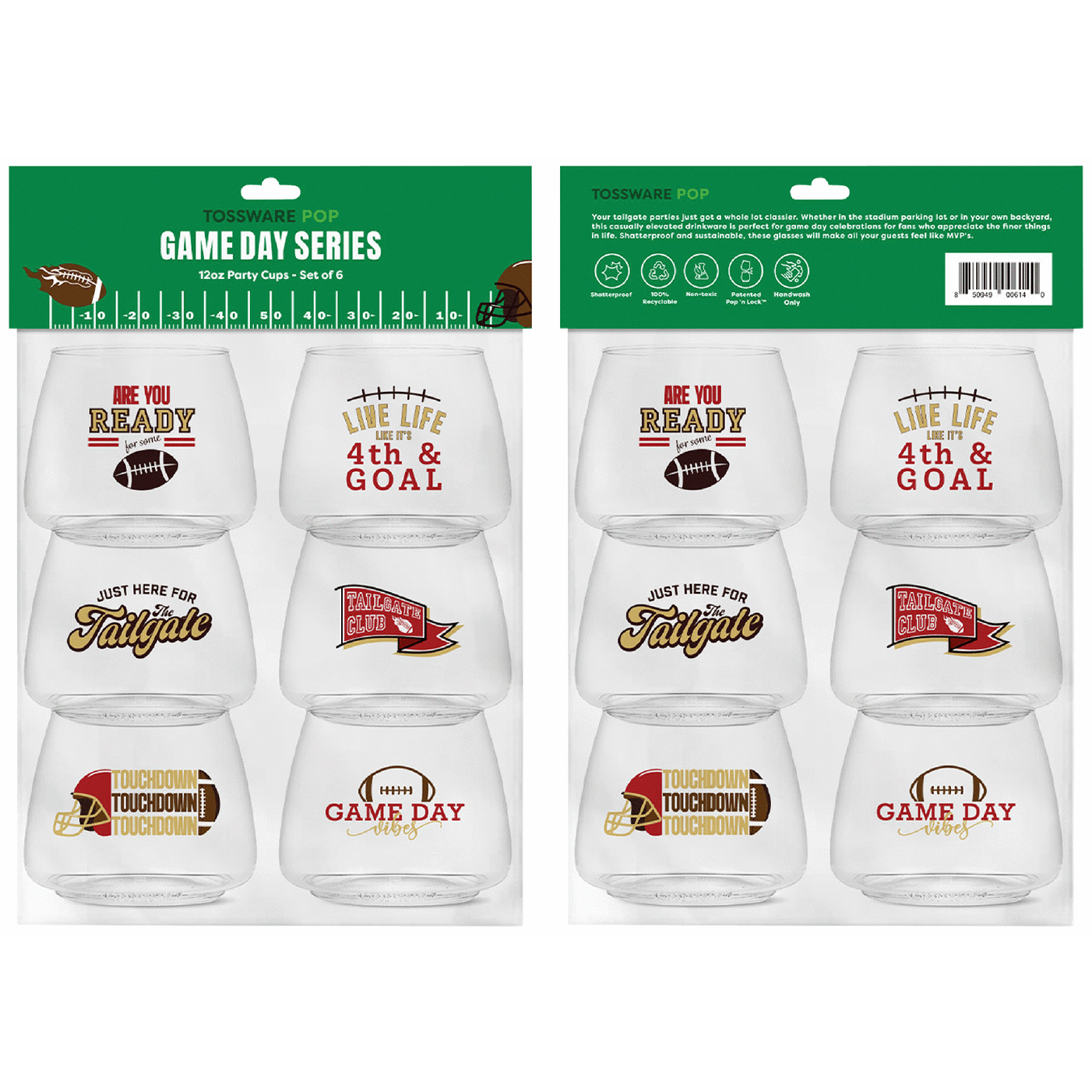 Tossware 12oz Rocks 6 Pack - Gameday Series | Total Wine & More