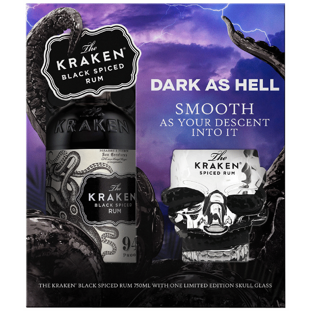 Kraken Black Spiced Rum with Skull Glass | Total Wine & More