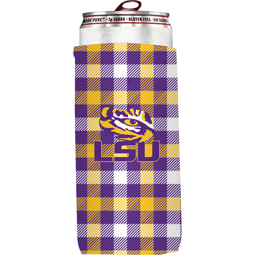 LSU Plaid Slim Can Coozie | Total Wine & More