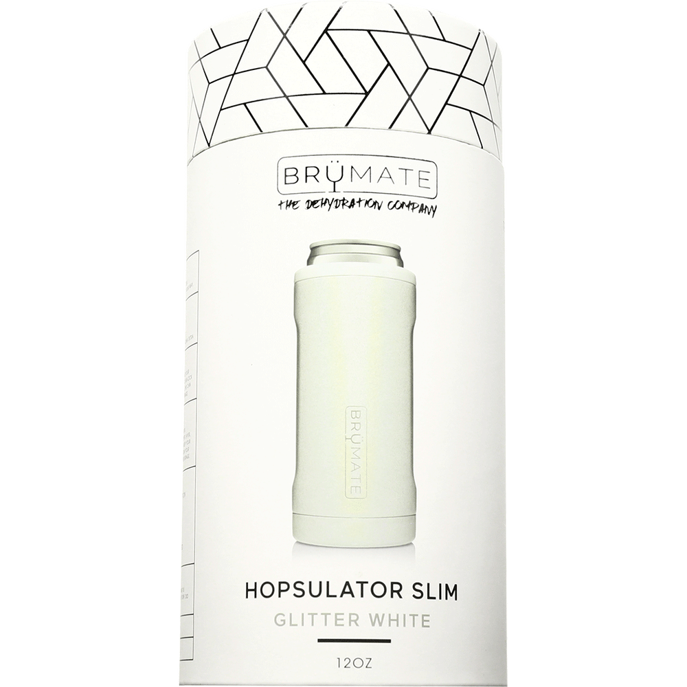 BruMate Slim Can Cooler Glitter White | Total Wine & More