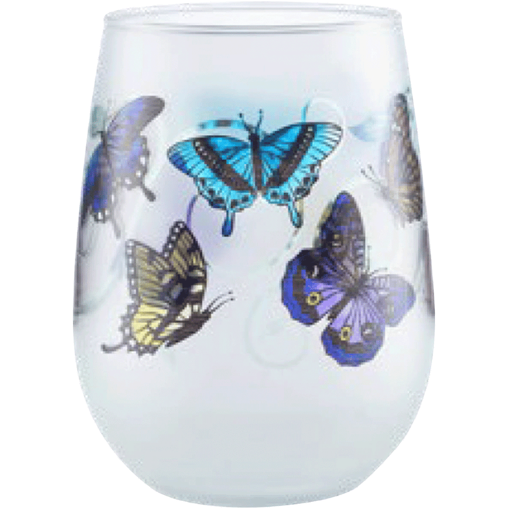 Culver Butterflies Stemless Wine Glass 15 oz | Total Wine & More
