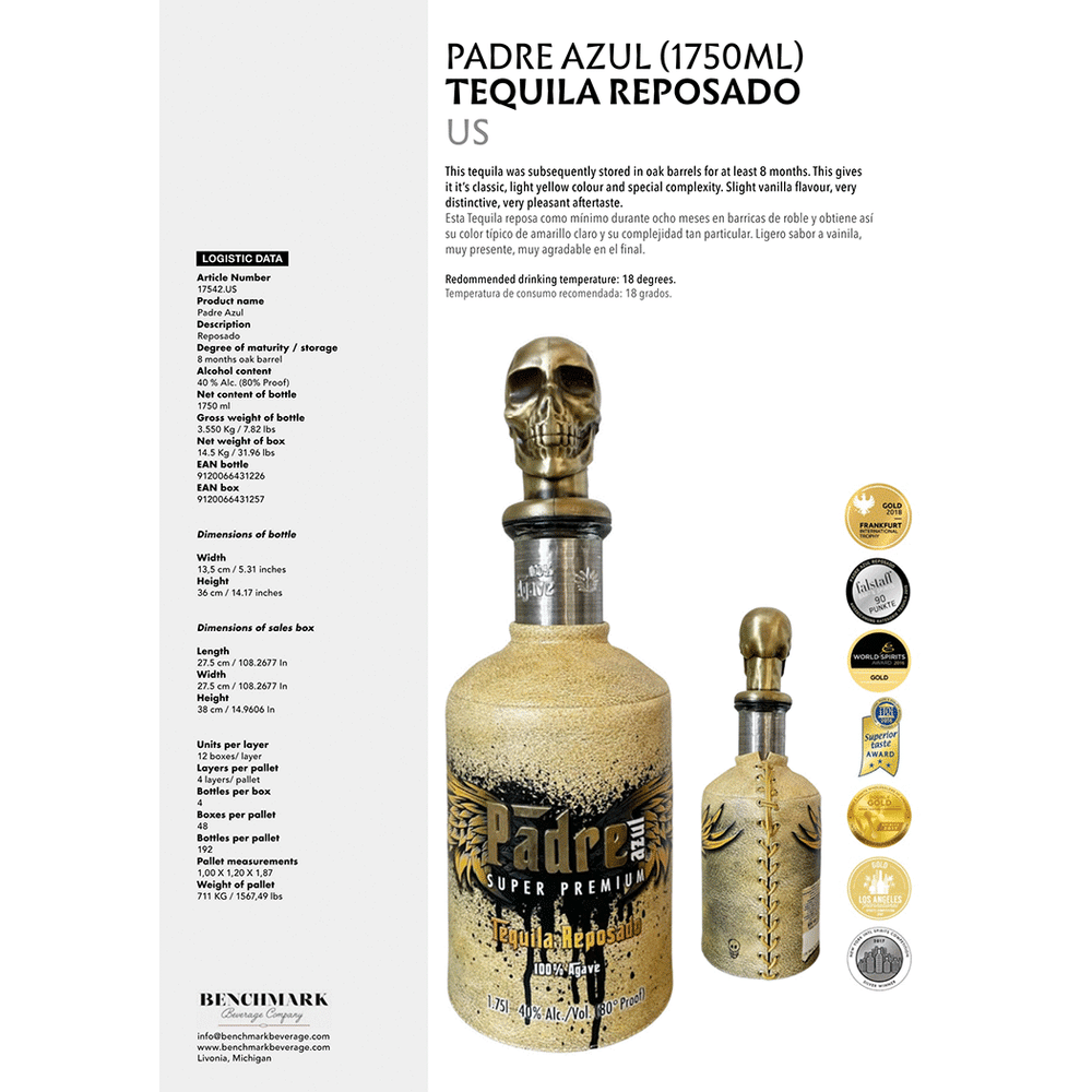 Padre Azul Super Premium Reposado Tequila | Total Wine & More